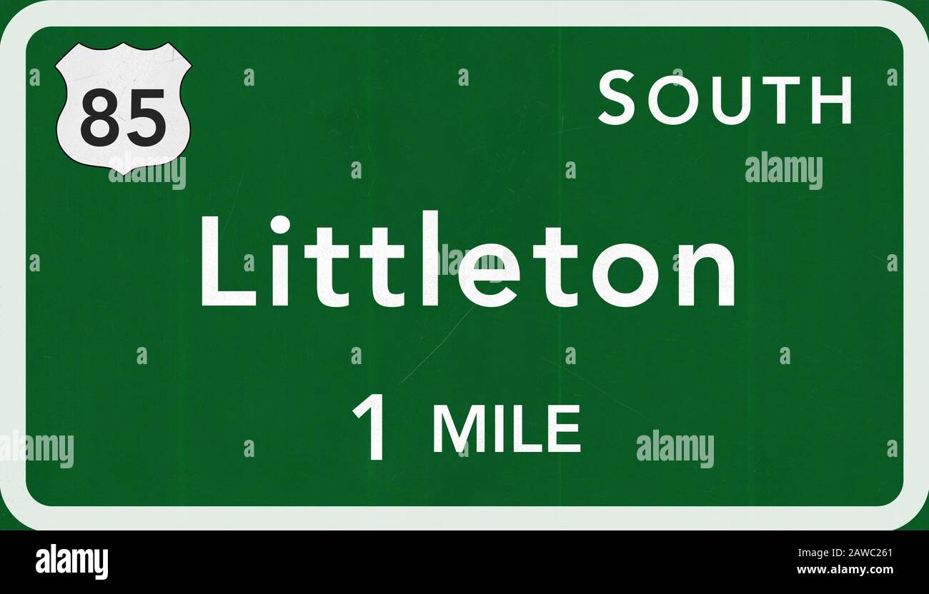 Littleton USA Interstate Highway Sign Photorealistic Illustration Stock ...