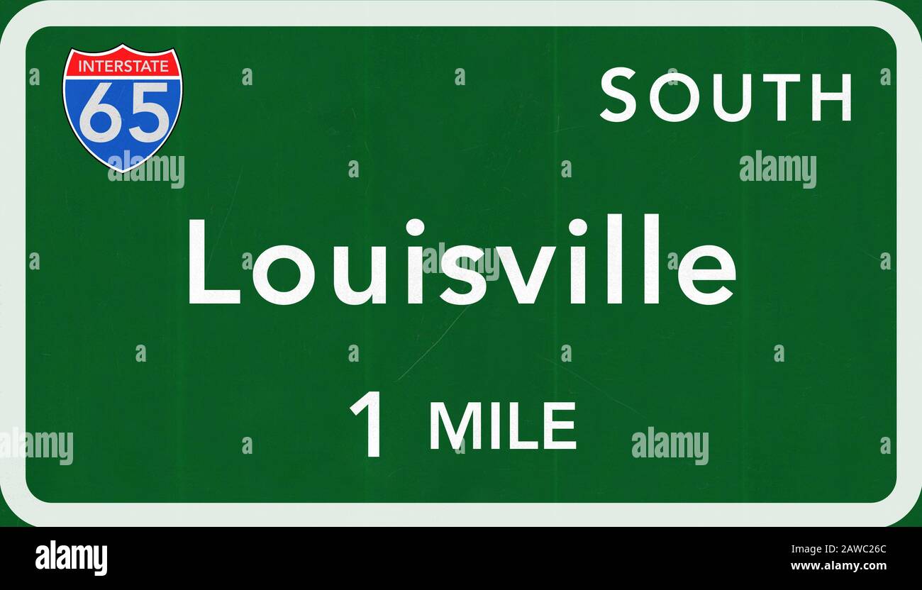 Louisville USA Interstate Highway Sign Photorealistic Illustration ...