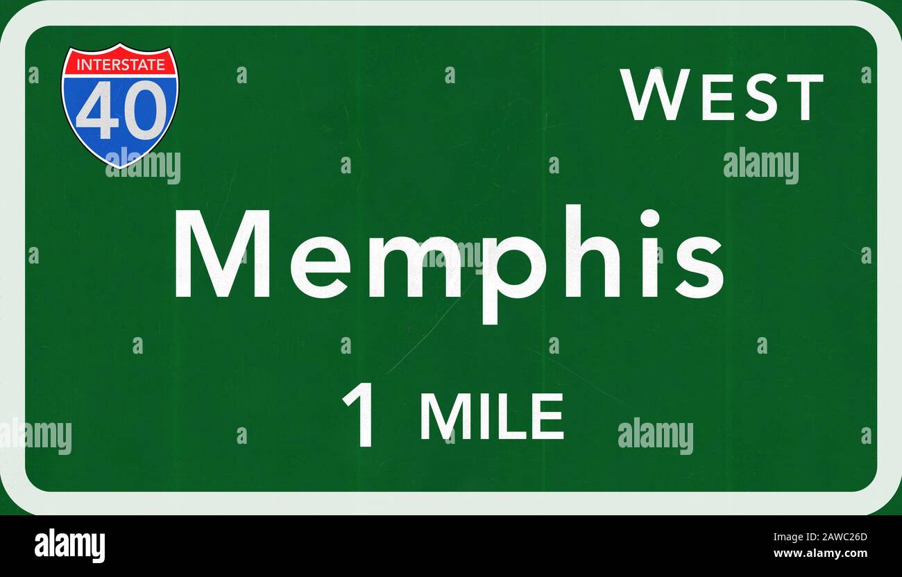 Memphis USA Interstate Highway Sign Photorealistic Illustration Stock ...