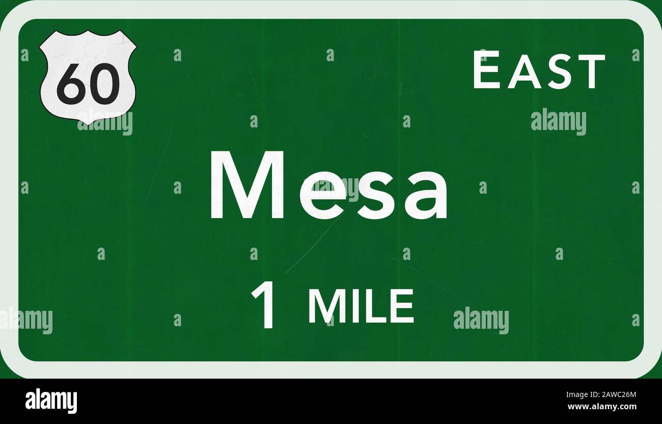 Mesa USA Interstate Highway Sign Photorealistic Illustration Stock ...