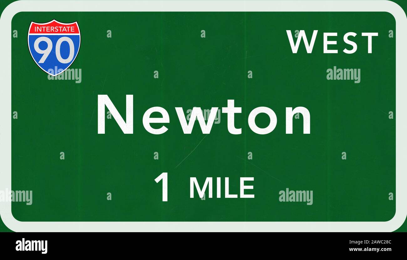 Newton USA Interstate Highway Sign Photorealistic Illustration Stock ...