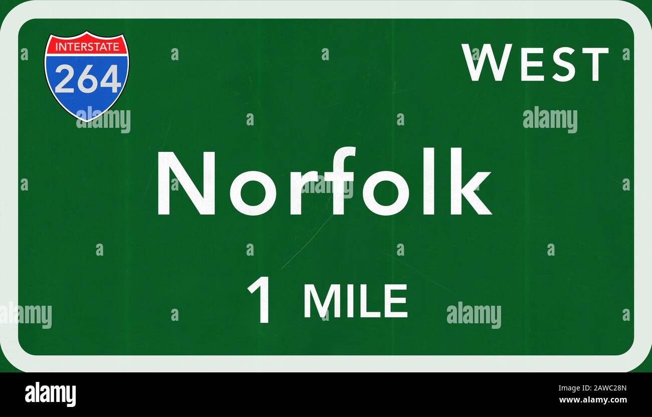 Norfolk USA Interstate Highway Sign Photorealistic Illustration Stock ...