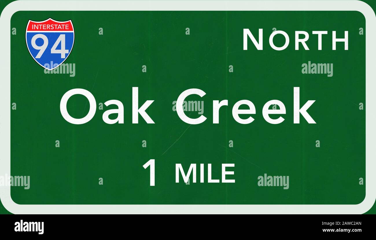 Oak Creek USA Interstate Highway Sign Photorealistic Illustration Stock ...