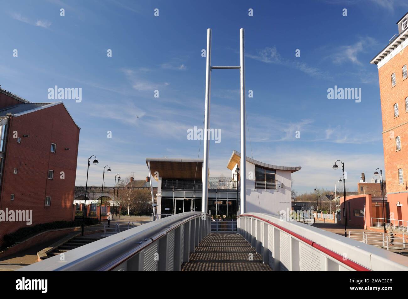 Footbridge over the River Soar, near Castle Park, Leicester Stock Photo ...