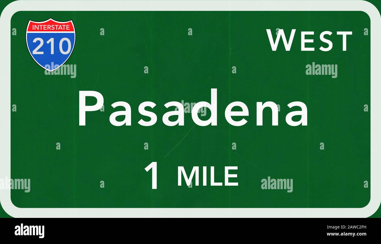 Pasadena USA Interstate Highway Sign Photorealistic Illustration Stock ...