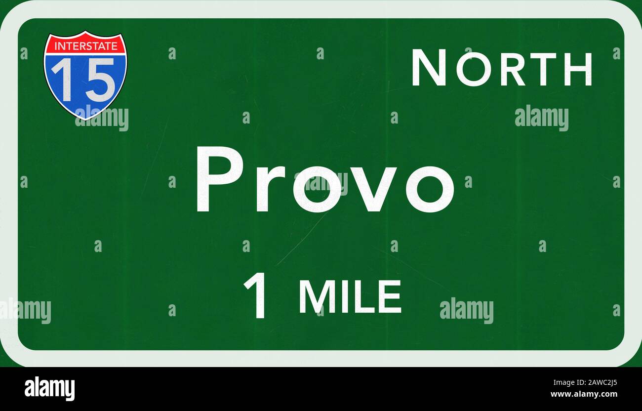 Provo USA Interstate Highway Sign Photorealistic Illustration Stock ...