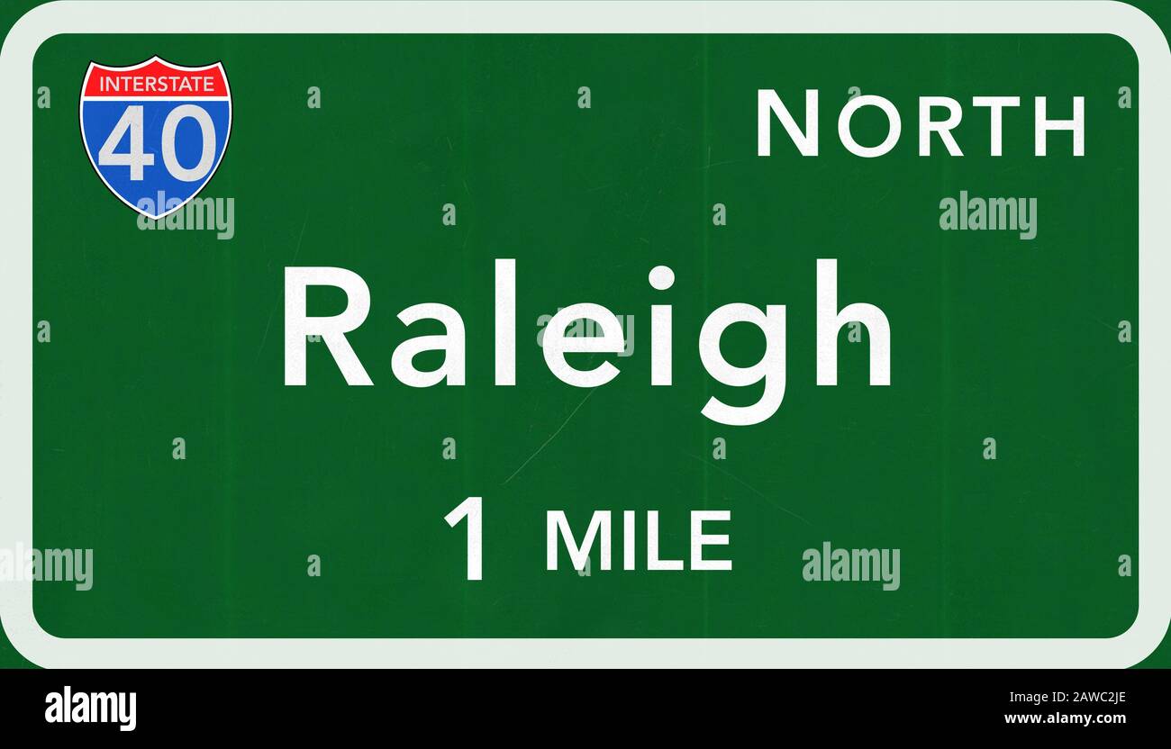 Raleigh USA Interstate Highway Sign Photorealistic Illustration Stock ...