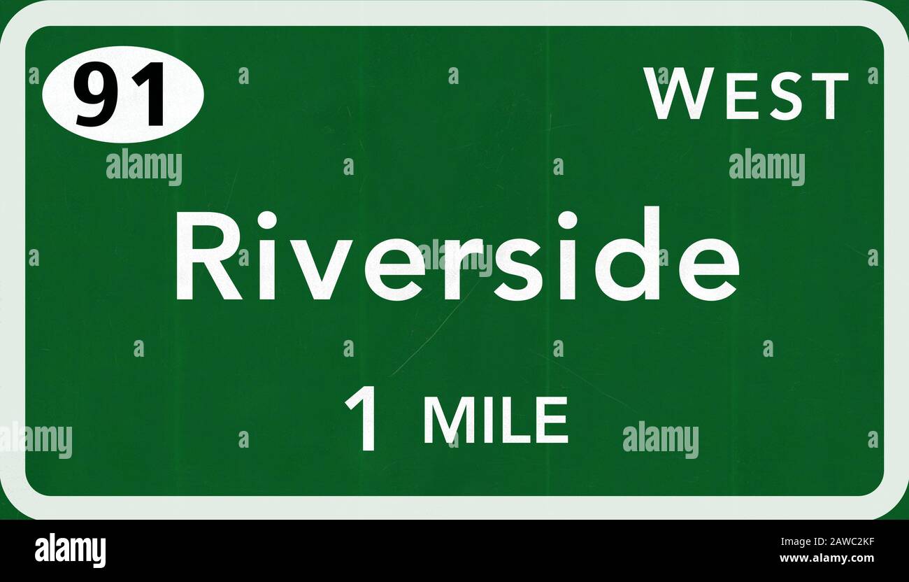 Riverside USA Interstate Highway Sign Photorealistic Illustration Stock ...