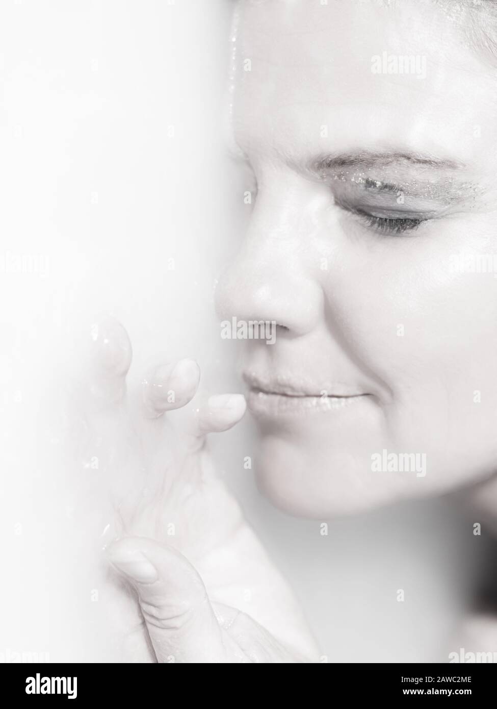 Woman milk face hi-res stock photography and images - Alamy