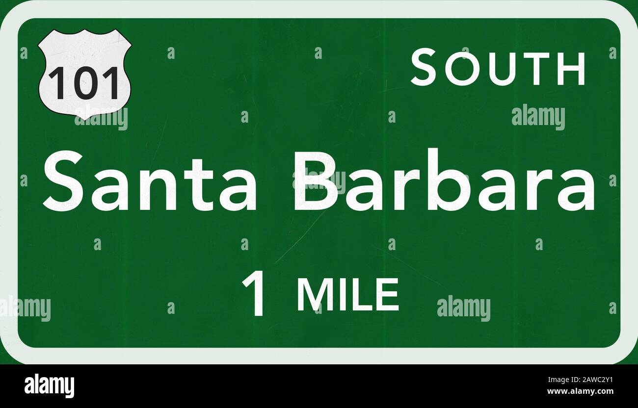 Santa Barbara USA Interstate Highway Sign Photorealistic Illustration ...
