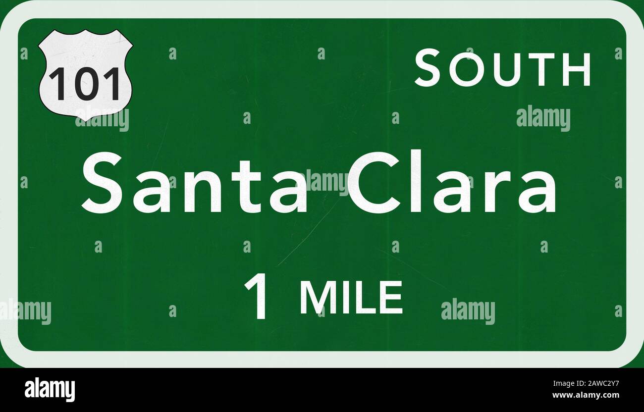 Santa Clara USA Interstate Highway Sign Photorealistic Illustration ...