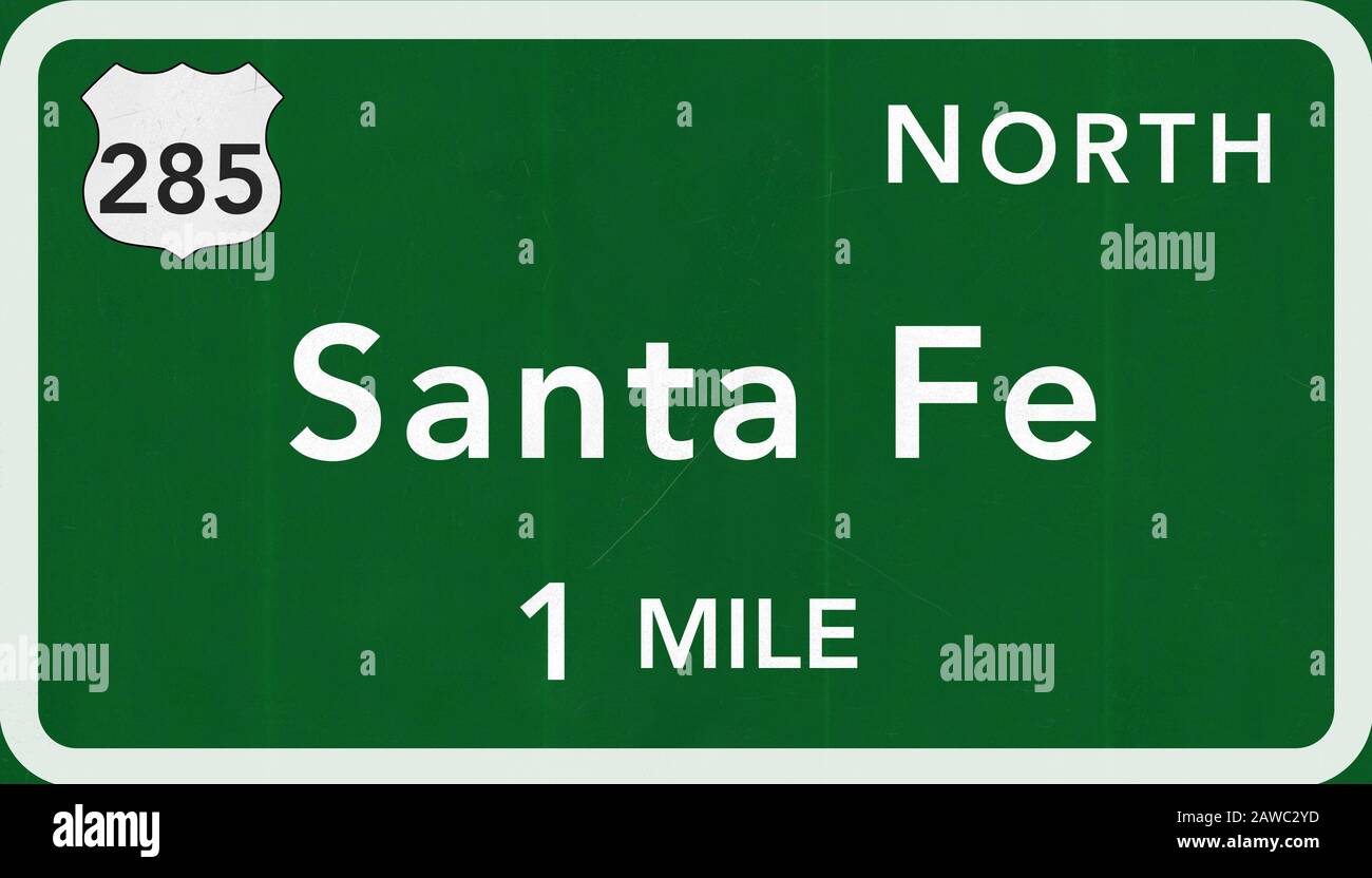 Santa Fe USA Interstate Highway Sign Photorealistic Illustration Stock ...