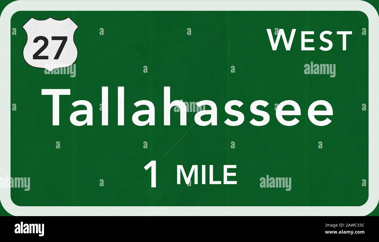 Tallahassee USA Interstate Highway Sign Photorealistic Illustration ...
