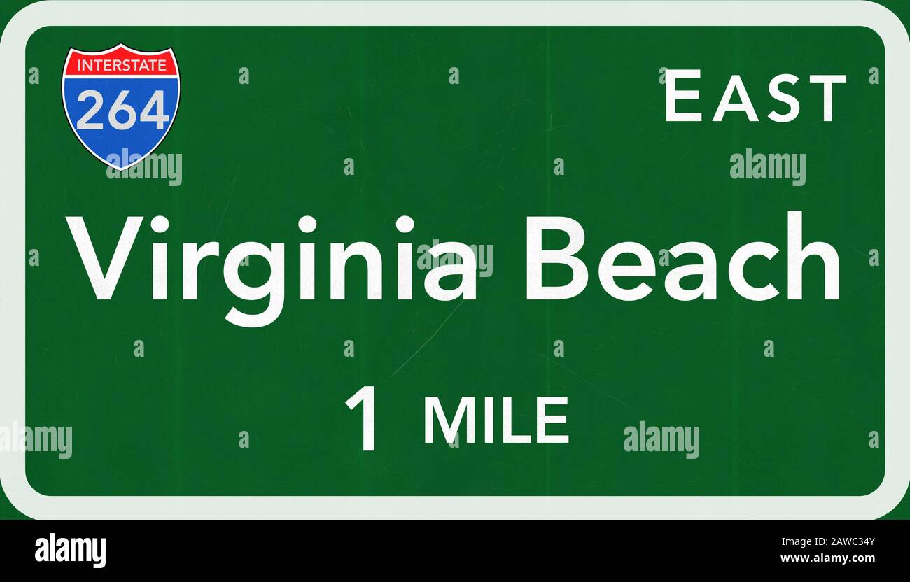 Virginia Beach USA Interstate Highway Sign Photorealistic Illustration ...
