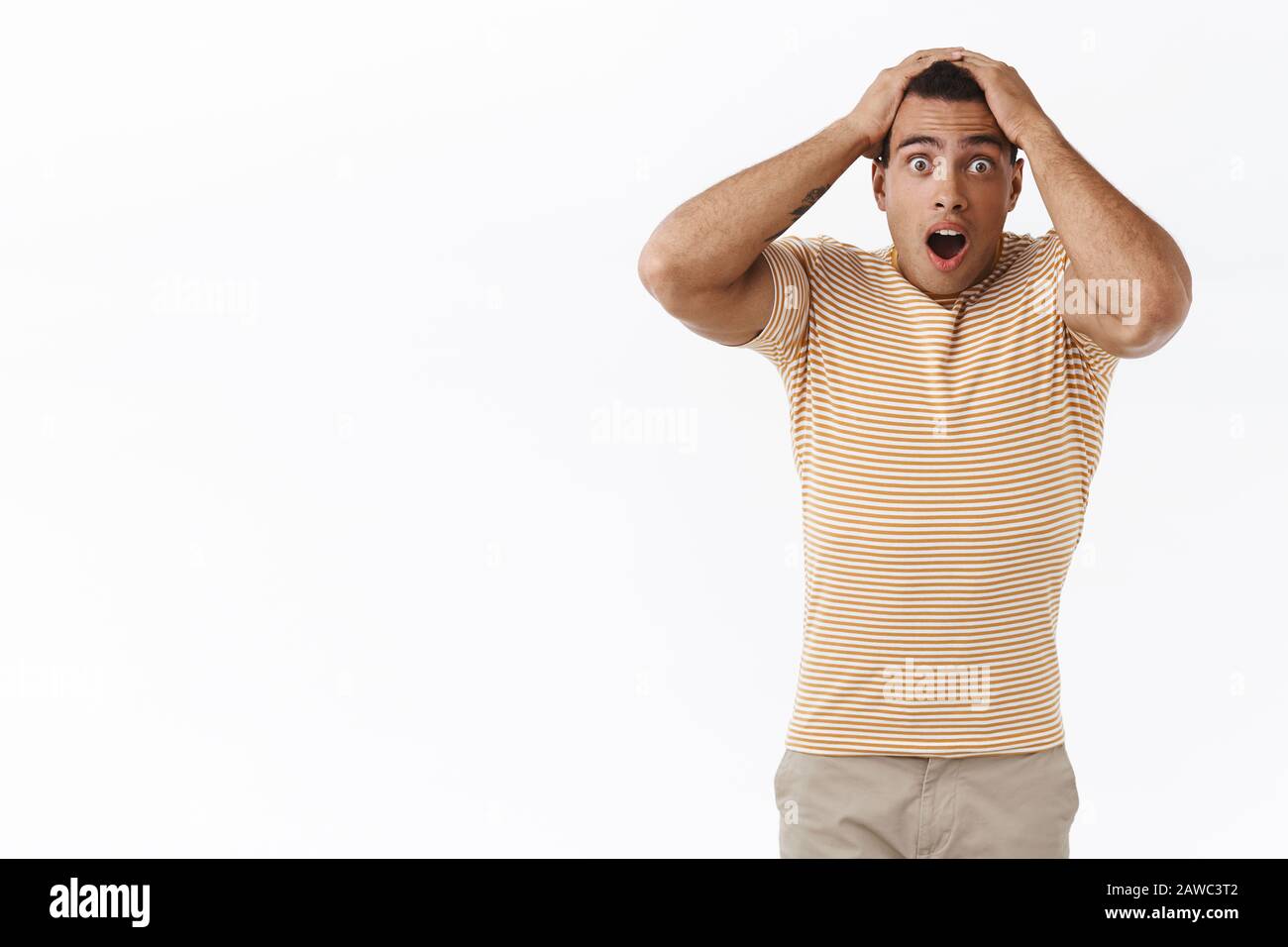 Anxious, concerned young man gambler looking troubled and upset ...