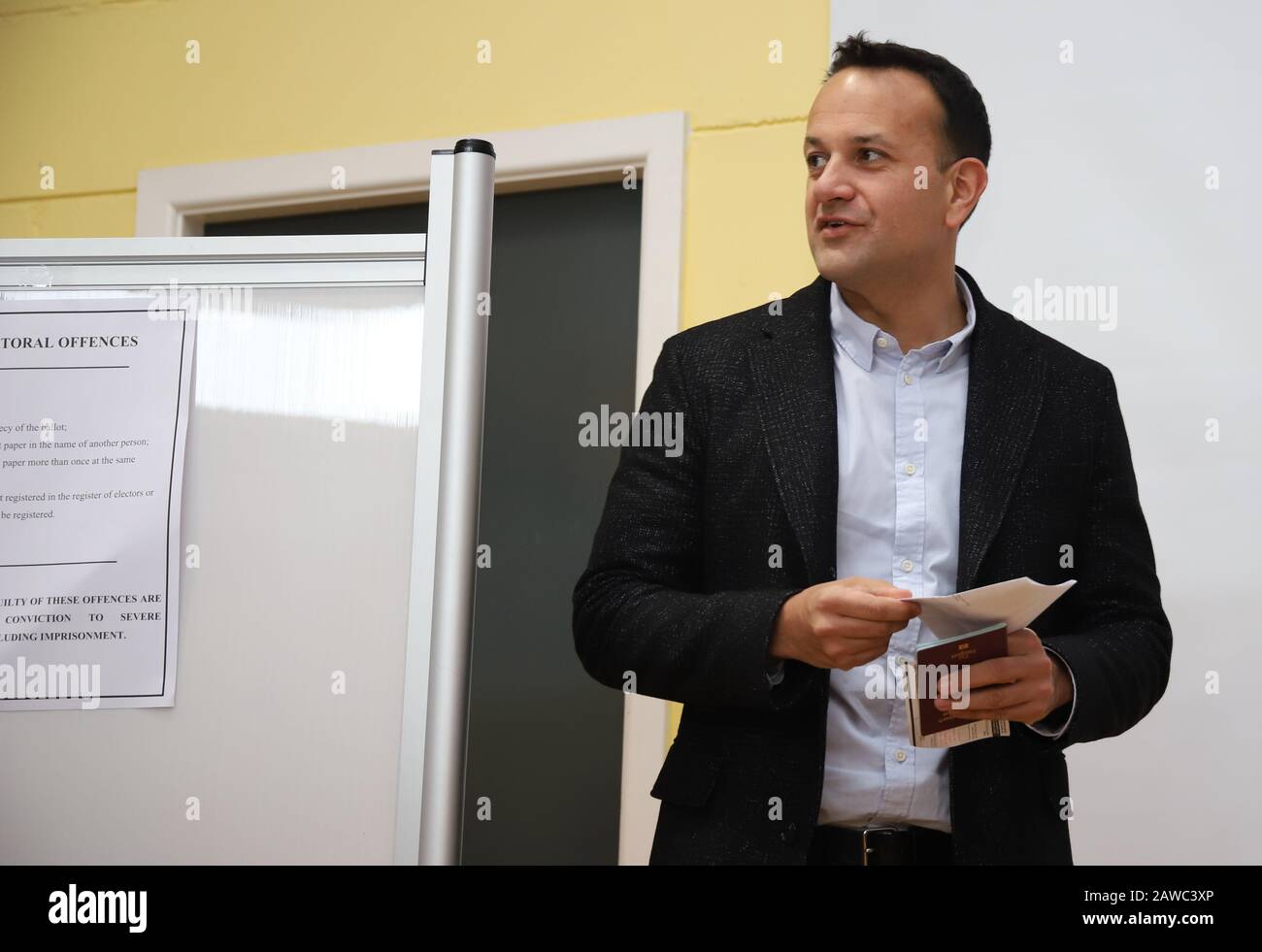 Fine Gael leader Leo Varadkar votes in the Irish General Election at ...