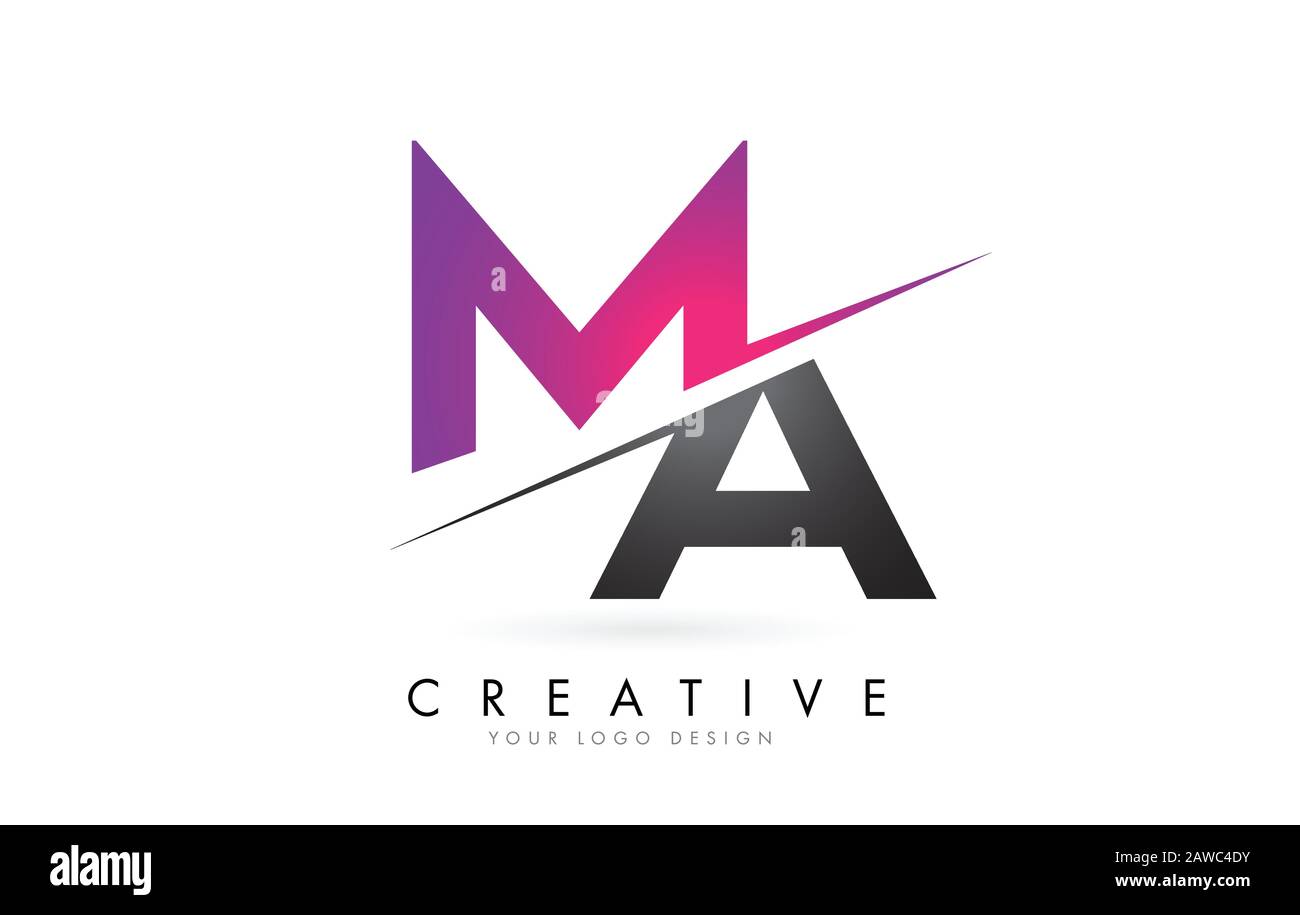 MA M A Letter Logo with Color block Design and Creative Cut. Creative ...