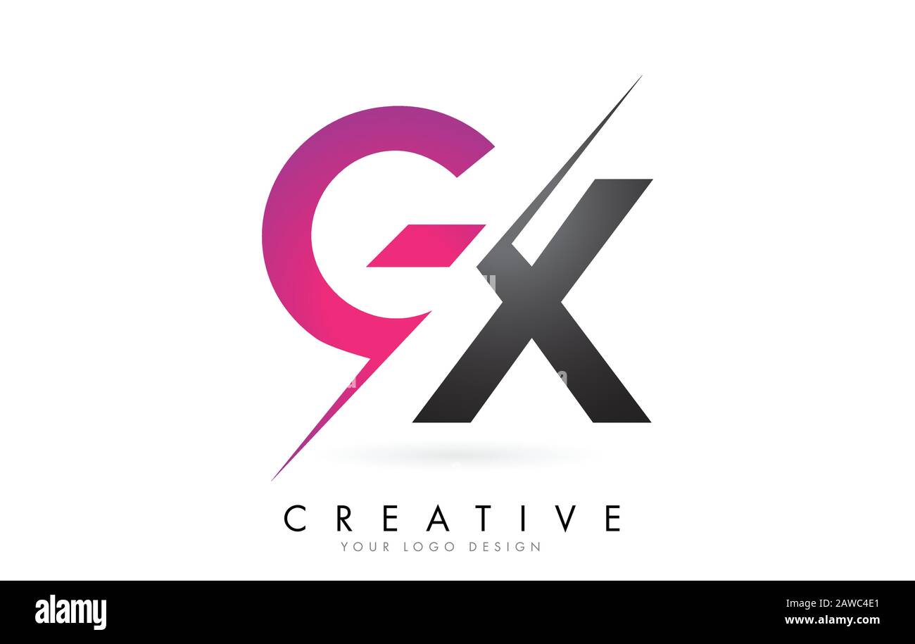 GX G X Letter Logo with Color block Design and Creative Cut. Creative ...
