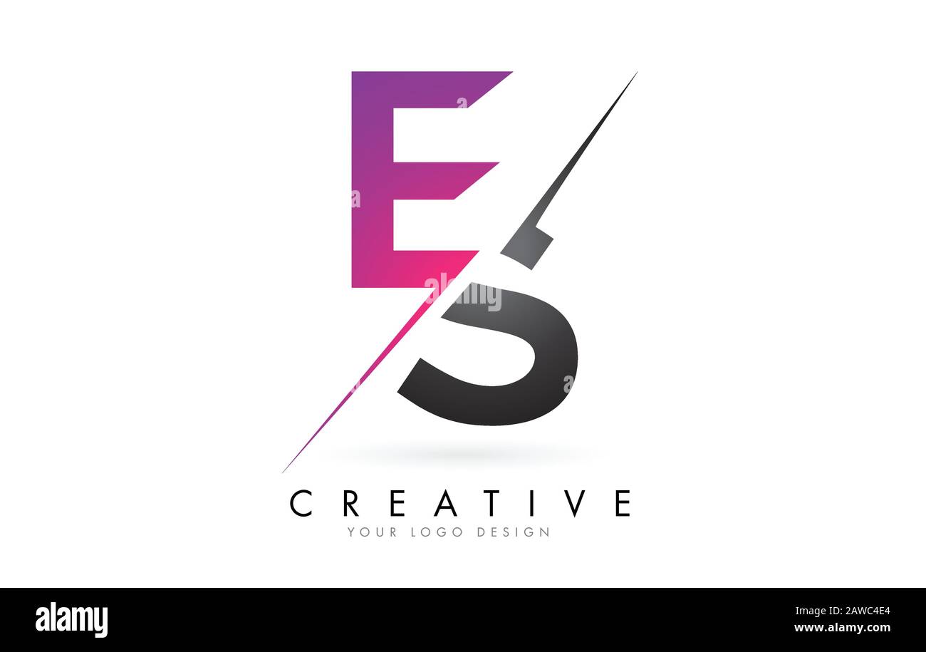 ES E S Letter Logo with Colorblock Design and Creative Cut. Creative ...