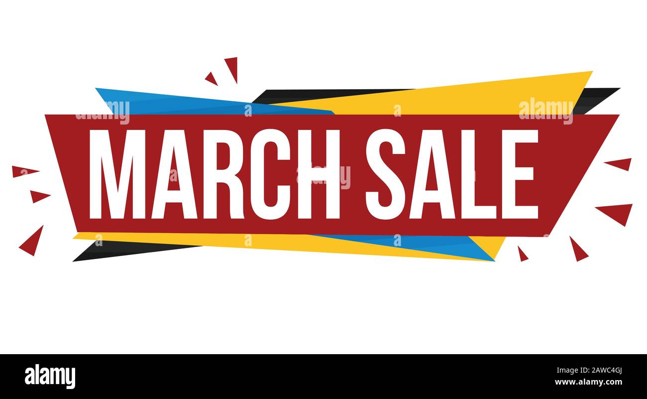 March sale banner design on white background, vector illustration Stock ...