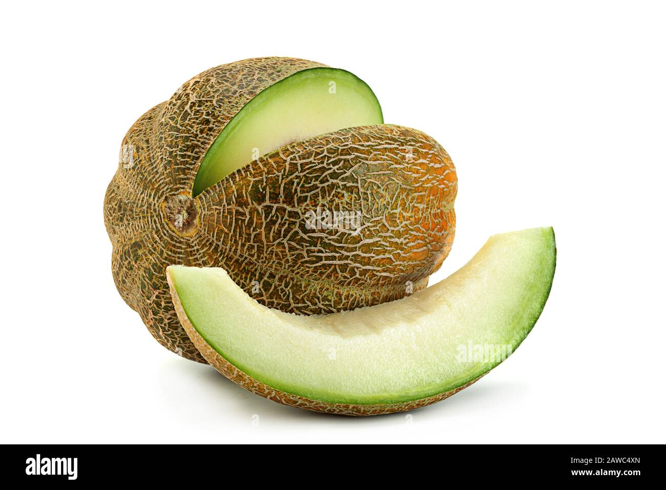 Ripe melon fruit colseup isolated on white background Stock Photo - Alamy