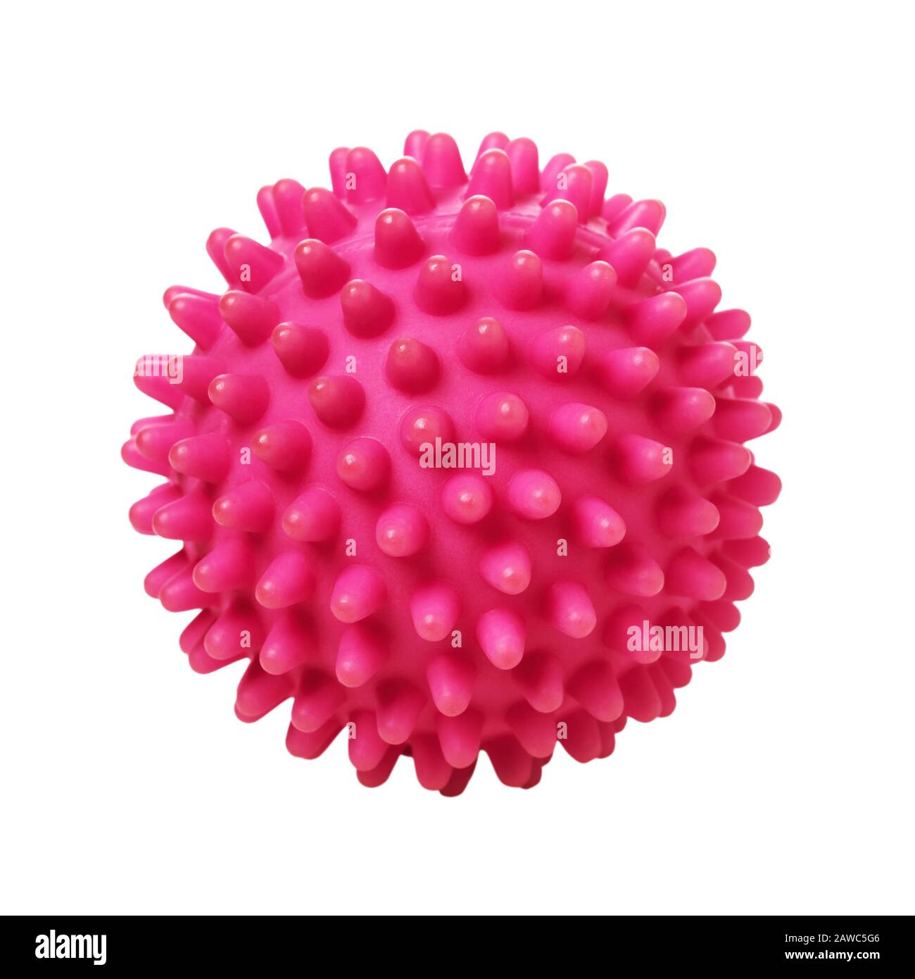 Massage ball of red color isolated on a white background. Spiny toy ...
