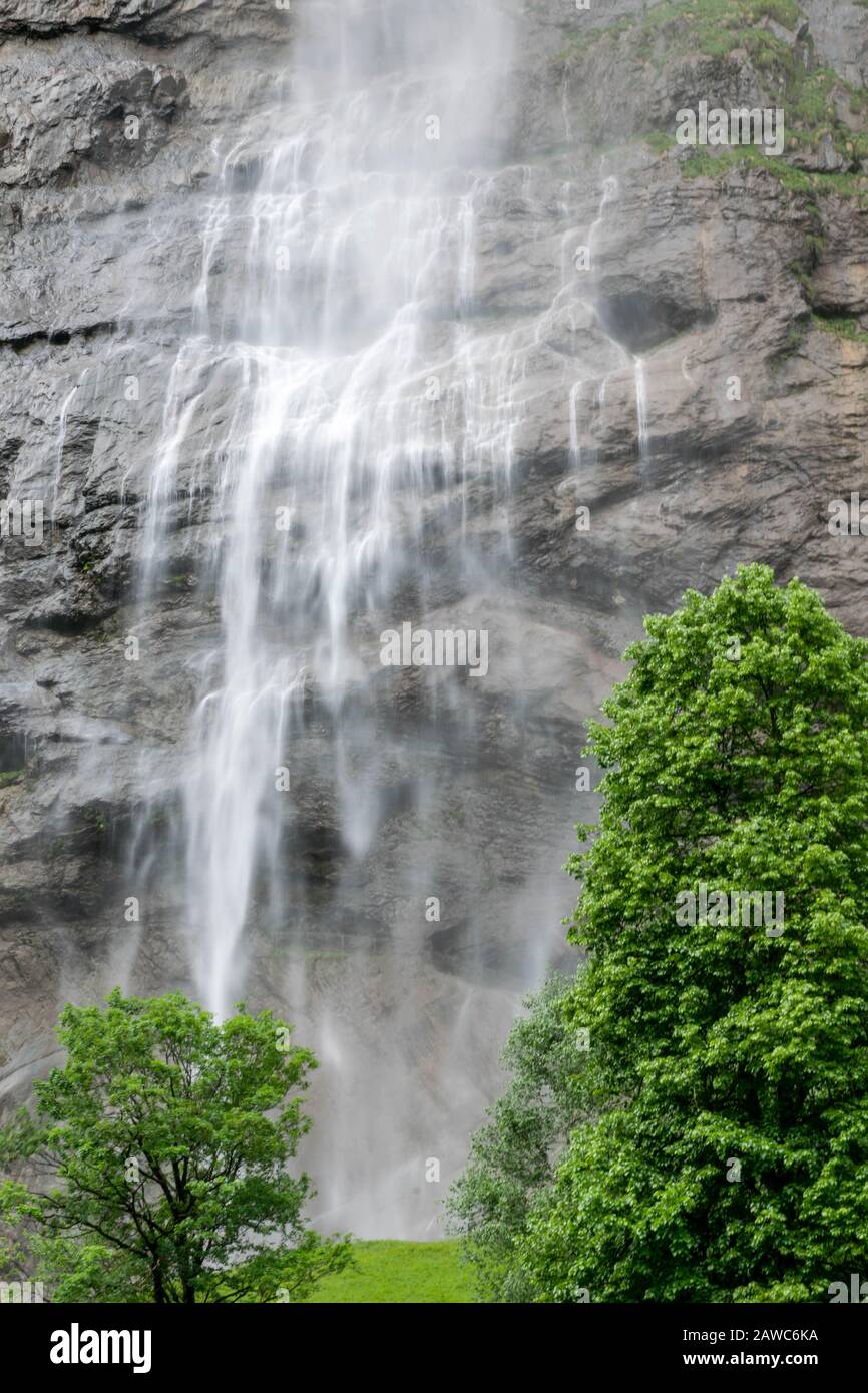 Staubbach waterfall in Interlaken valley, Switzerland Stock Photo - Alamy
