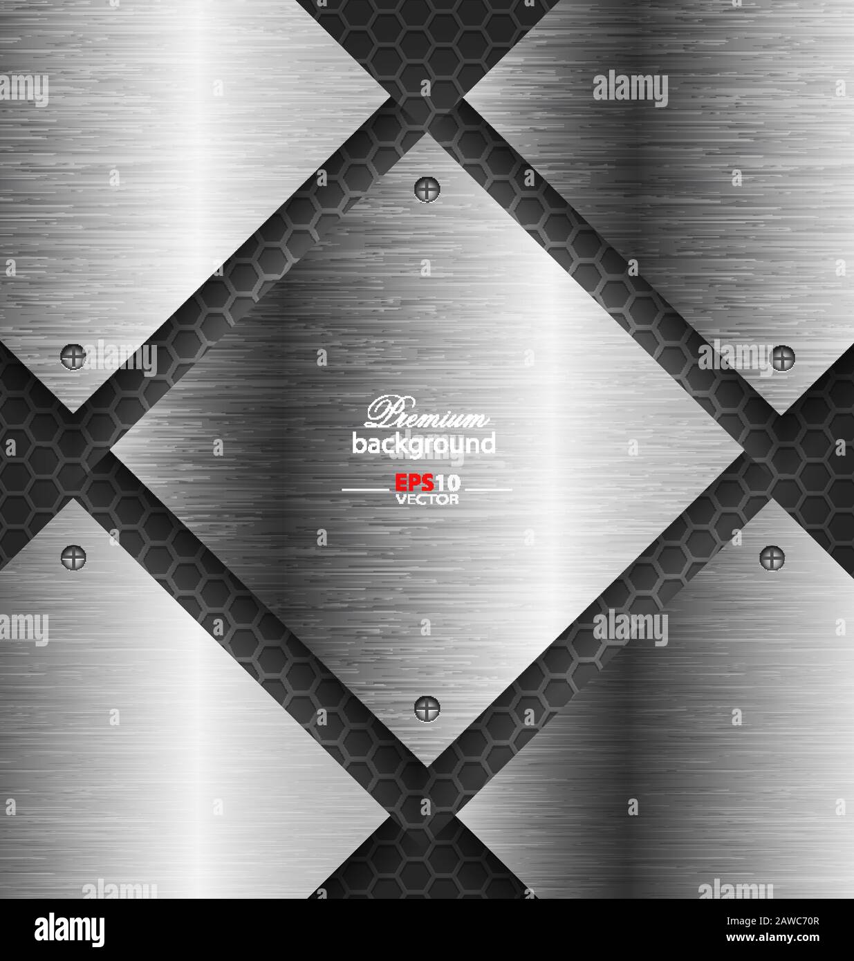 Abstract silver shapes on black metal background Stock Vector Image ...