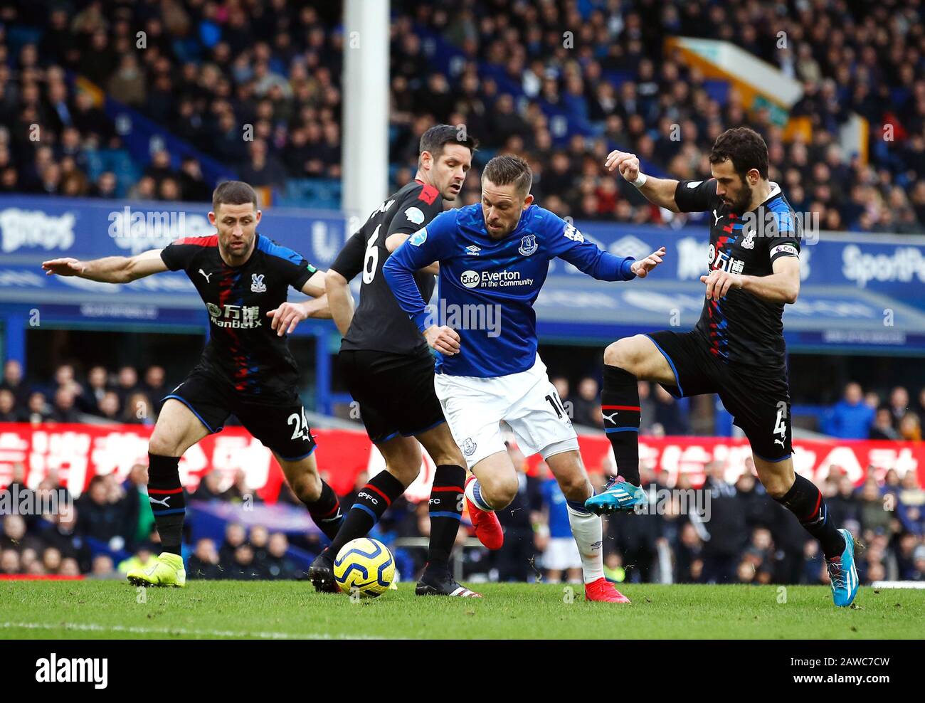 Everton's Gylfi Sigurdsson (centre) in action against the Crystal ...