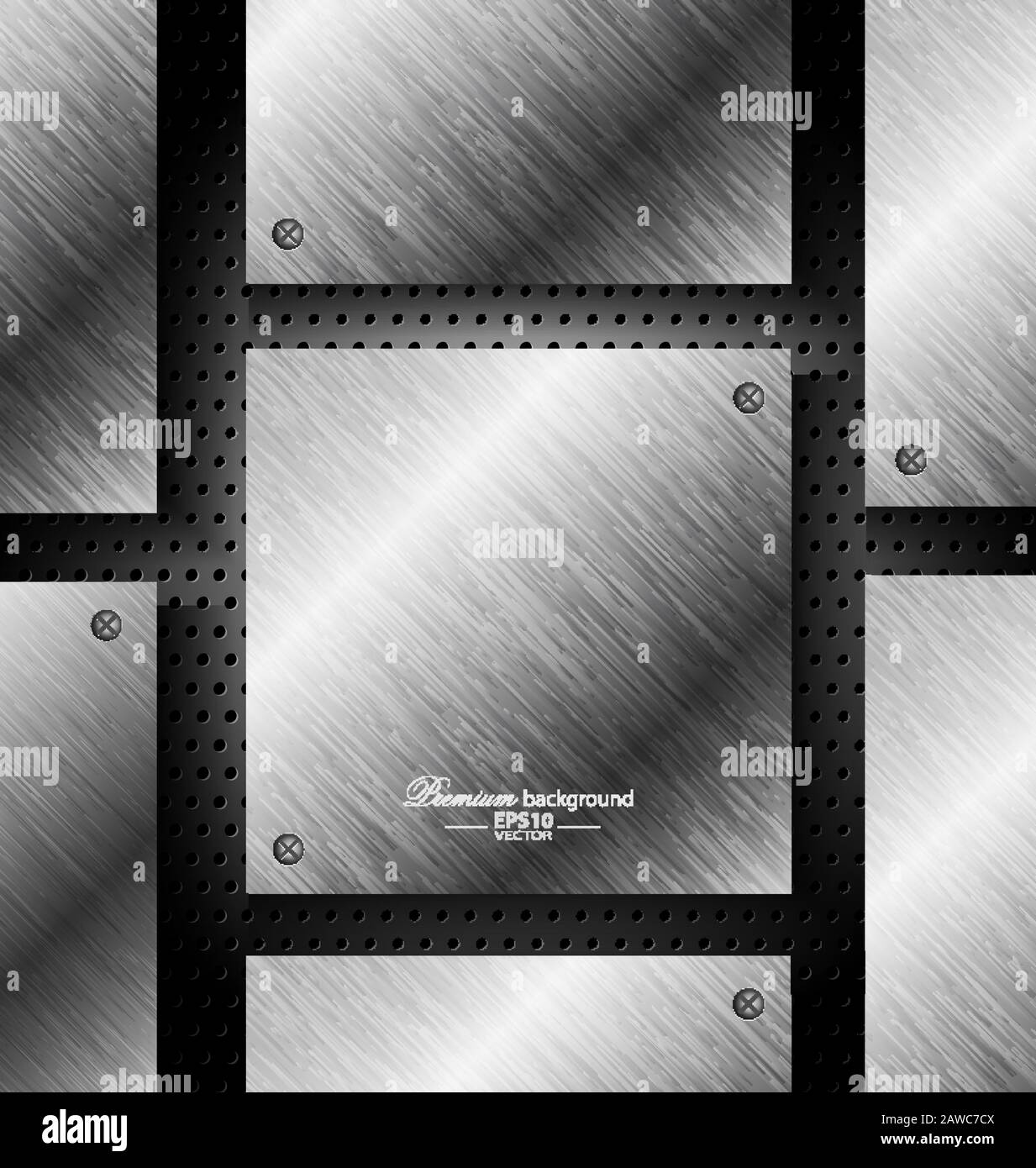 Abstract silver shapes on black metal background Stock Vector Image ...