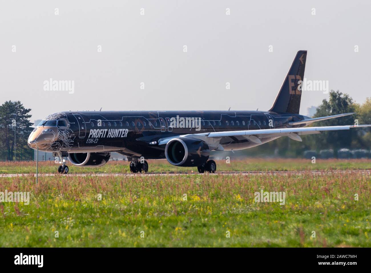 August 30, 2019. Zhukovsky, Russia. Twin-engine narrow-body passenger ...