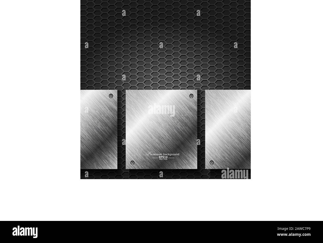 Abstract silver shapes on black metal background Stock Vector Image ...