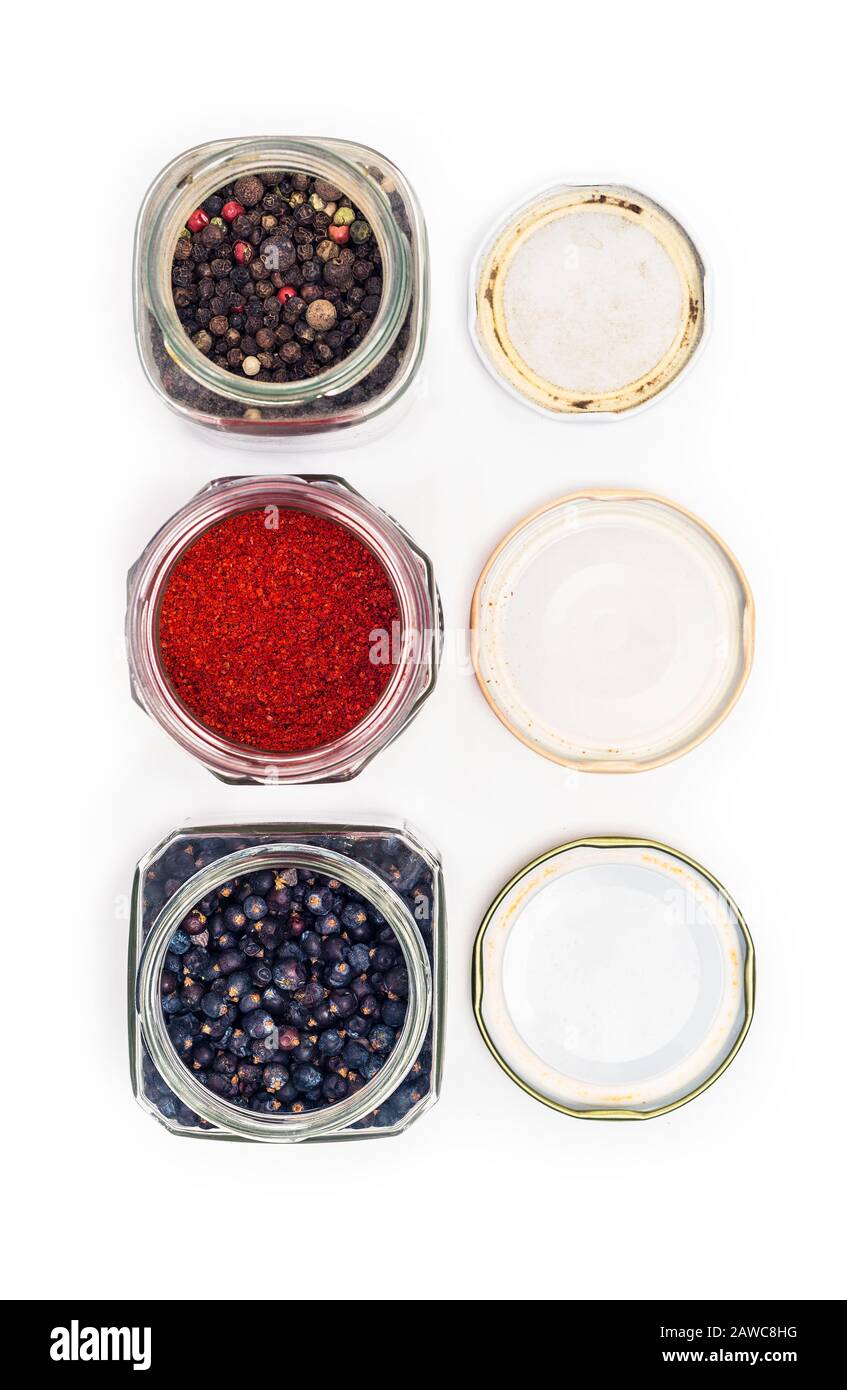 Various hot spices on white Stock Photo - Alamy