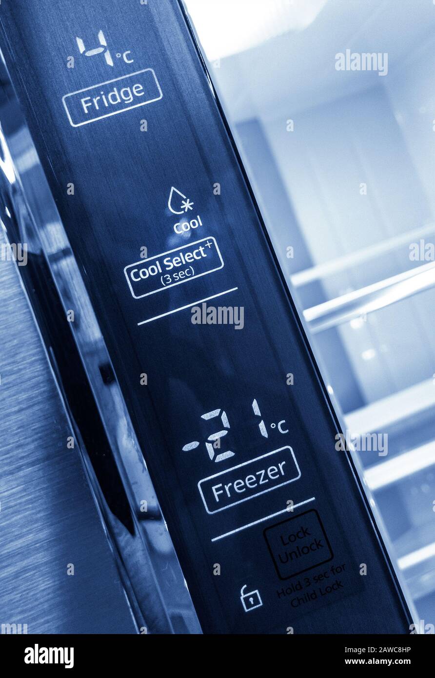 digital push-button dashboard of refrigerator Stock Photo - Alamy