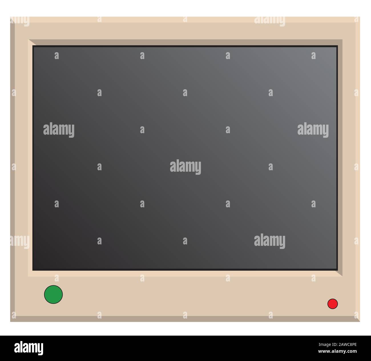 Retro beige computer monitor isolated over a white background Stock ...