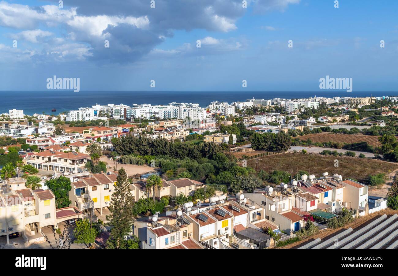 Protaras, Cyprus - Oct 12. 2019. Panorama of the city from above Stock ...