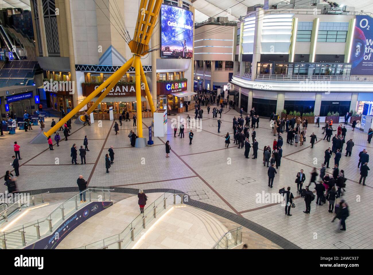 The main staircase and entrance area of the interior of the O2 ...