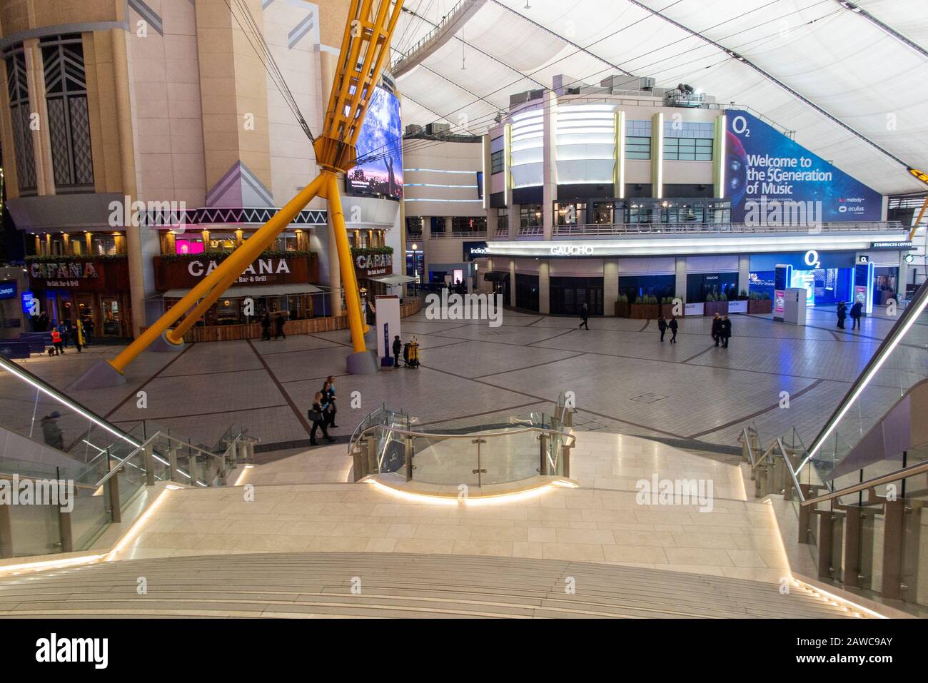 The main staircase and entrance area of the interior of the O2 ...