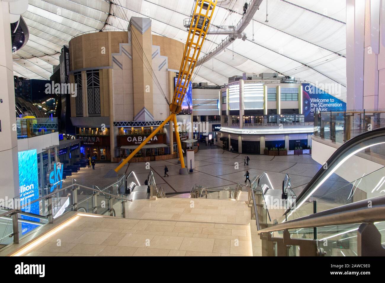 The main staircase and entrance area of the interior of the O2 ...