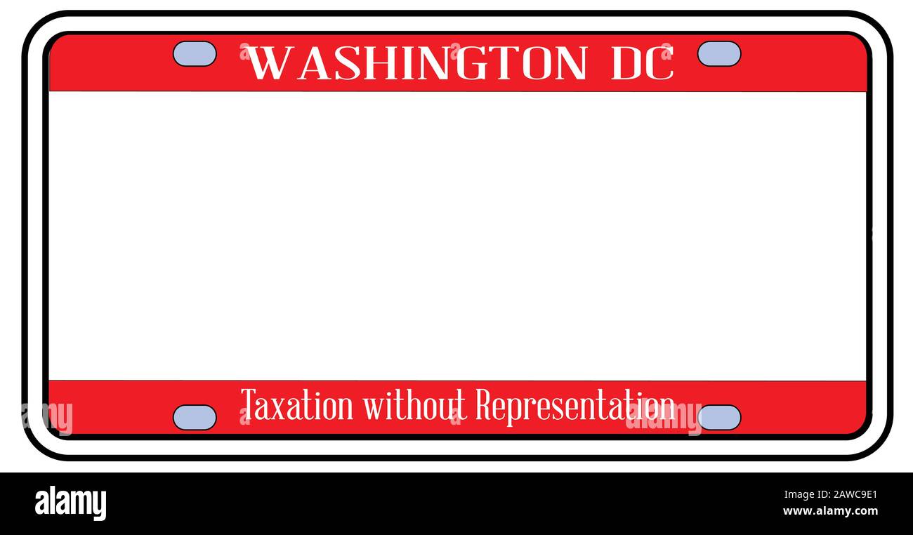 Blank Washington DC state license plate in the colors of the state flag ...