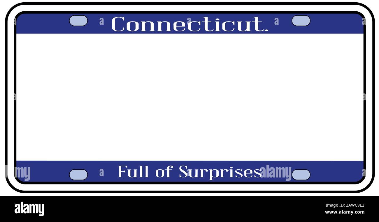 Connecticut state license plate in the colors of the state flag with ...