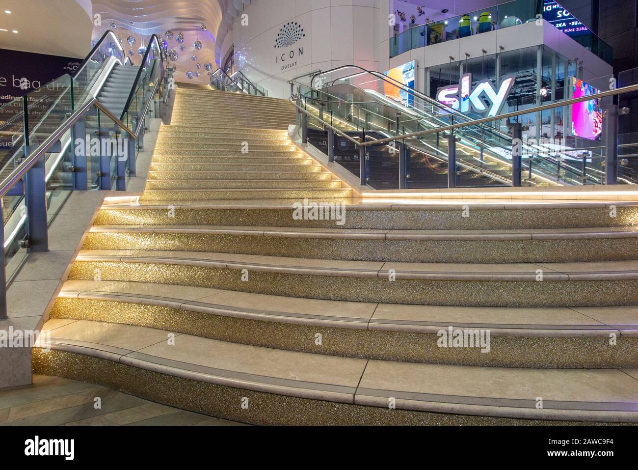 The main staircase and entrance area of the interior of the O2 ...