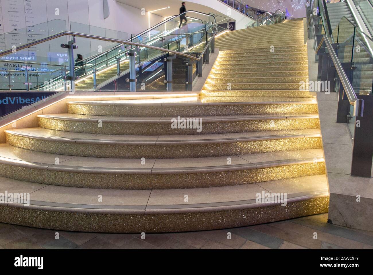 The main staircase and entrance area of the interior of the O2 ...