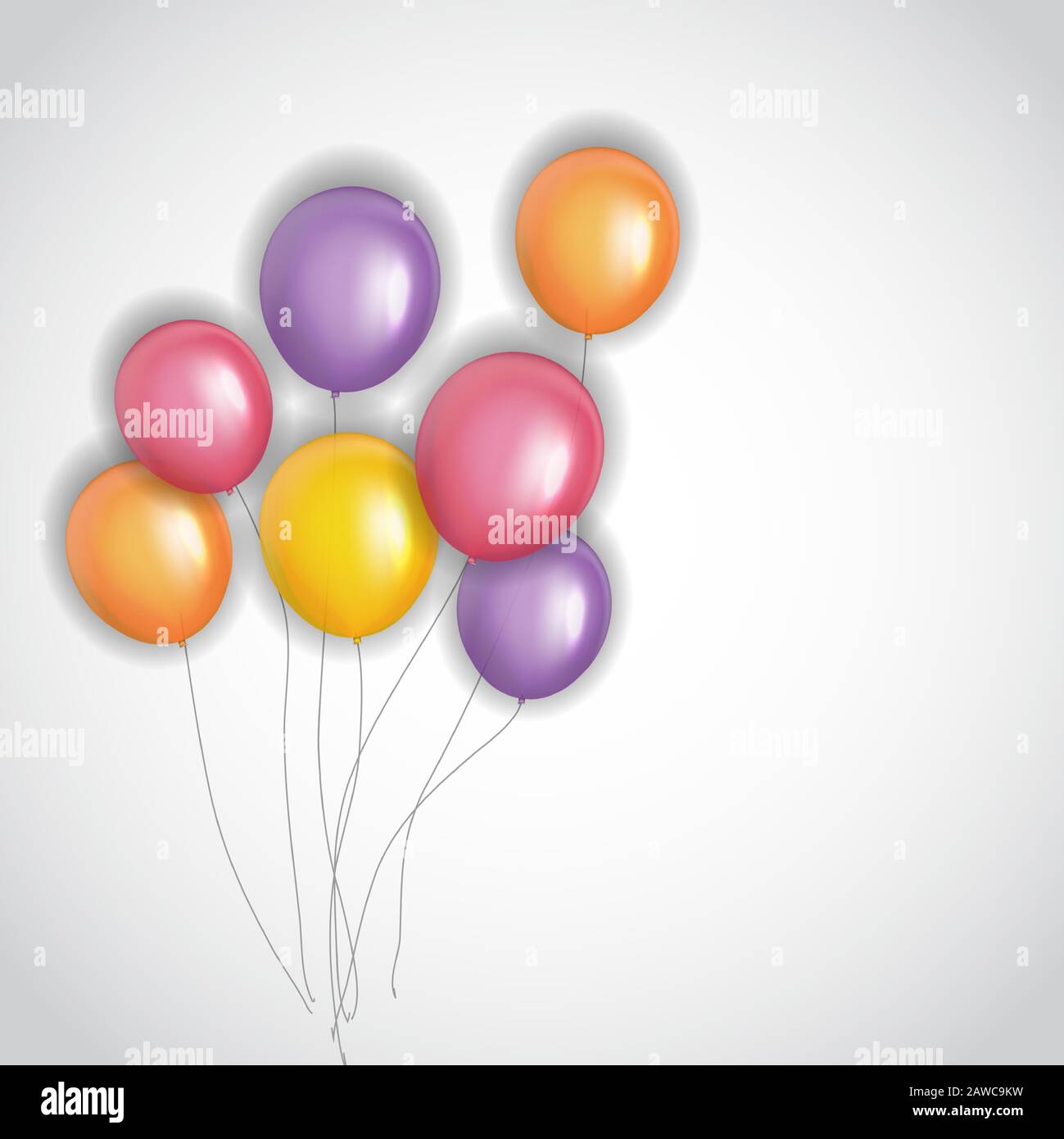 Color Glossy Happy Birthday Balloons Banner Background Vector ...
