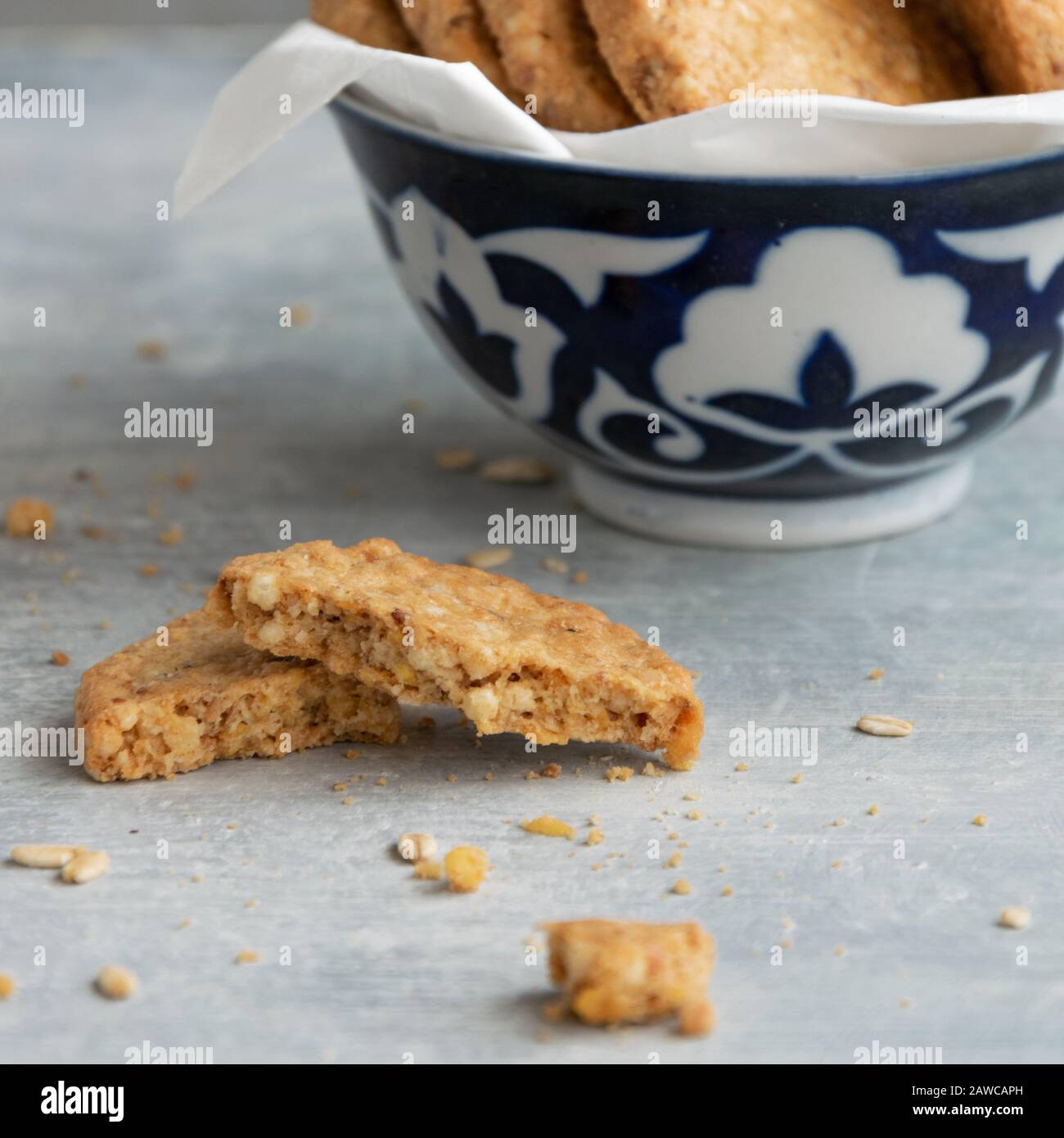 Healthy homemade oat biscuit. Crunchy sweet snack Stock Photo - Alamy