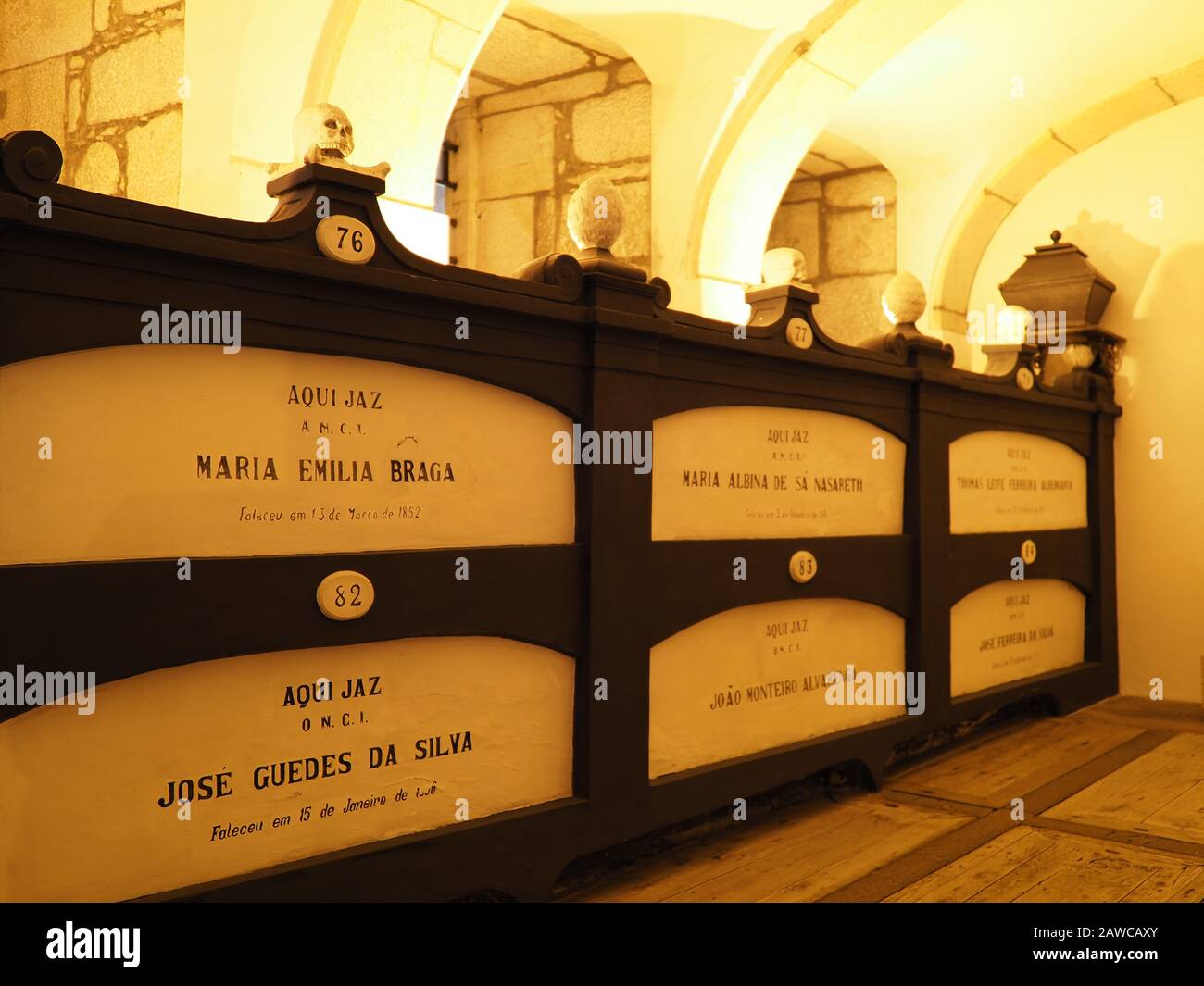 Catacombs of St Francis church in european OPORTO city in Portugal ...