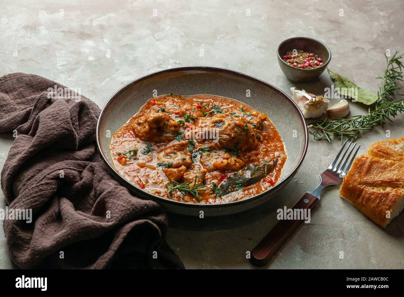 caldereta de cordero navidena manchega or spanish lamb stew, tipical ...