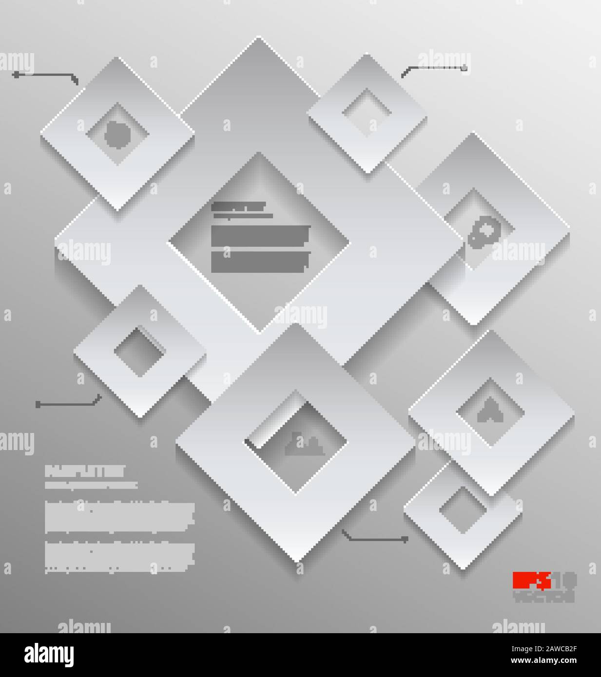 Stylized presentation template with empty text boxes and embellishment ...