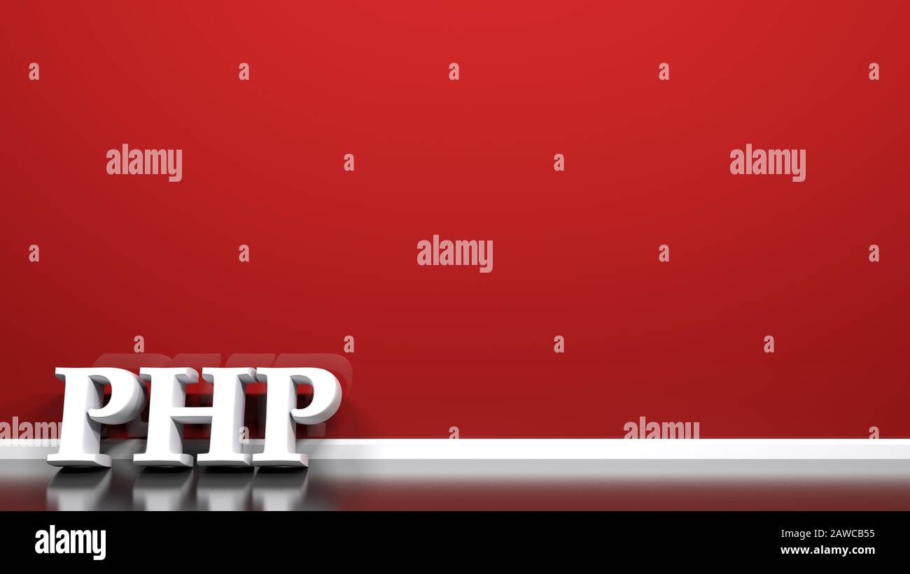 PHP write at red wall - 3D rendering illustration Stock Photo - Alamy