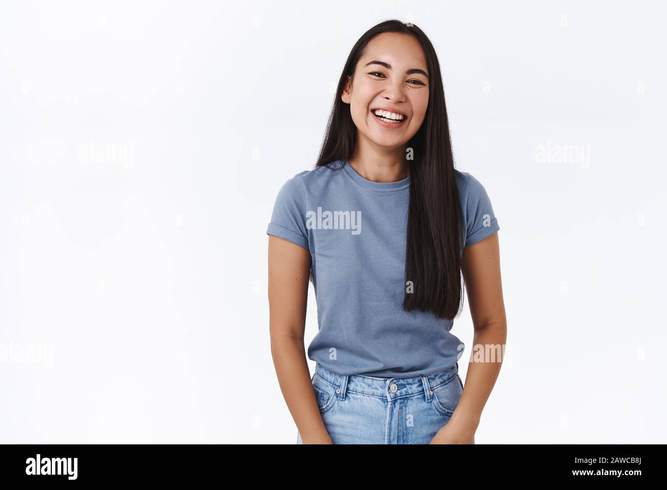 Emotions, happiness and lifestyle concept. Enthusiastic good-looking ...